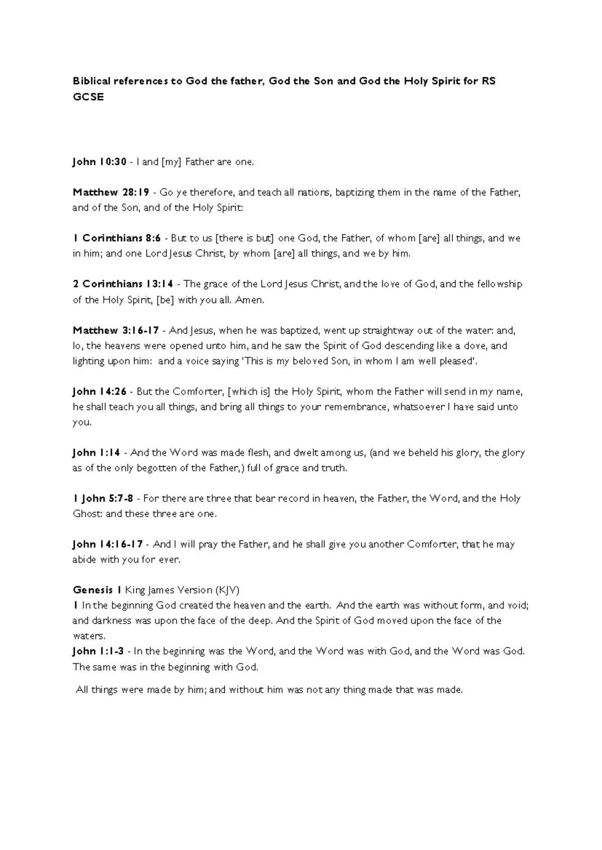 Biblical references to Trinity - Biblical references to God the father ...