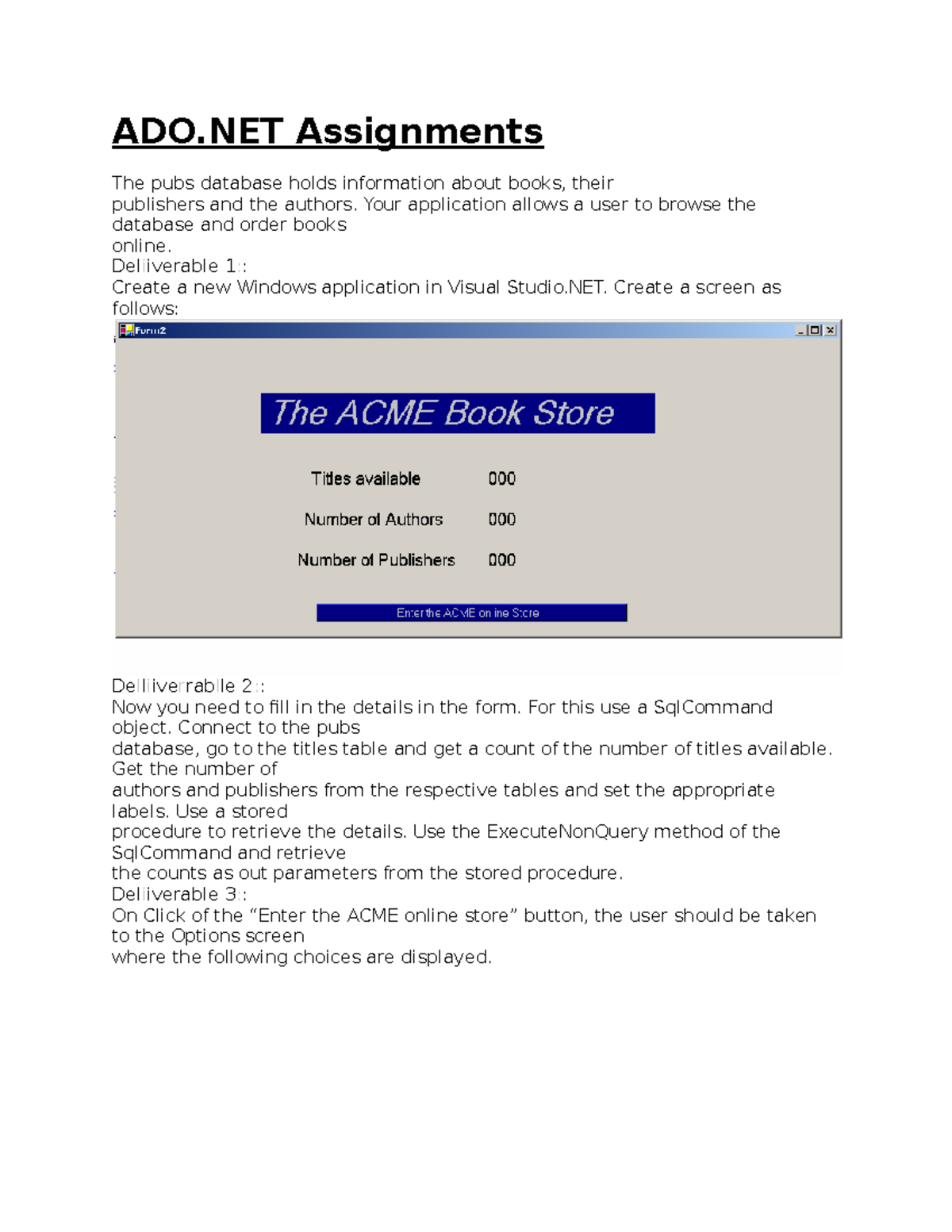 ADO Assignments - vvvvv - ADO Assignments The pubs database holds ...