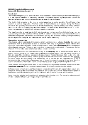 Lecture 1 - Introduction to Sensors - EPM608 Physiological Measurement Lecture 1: Introduction ...