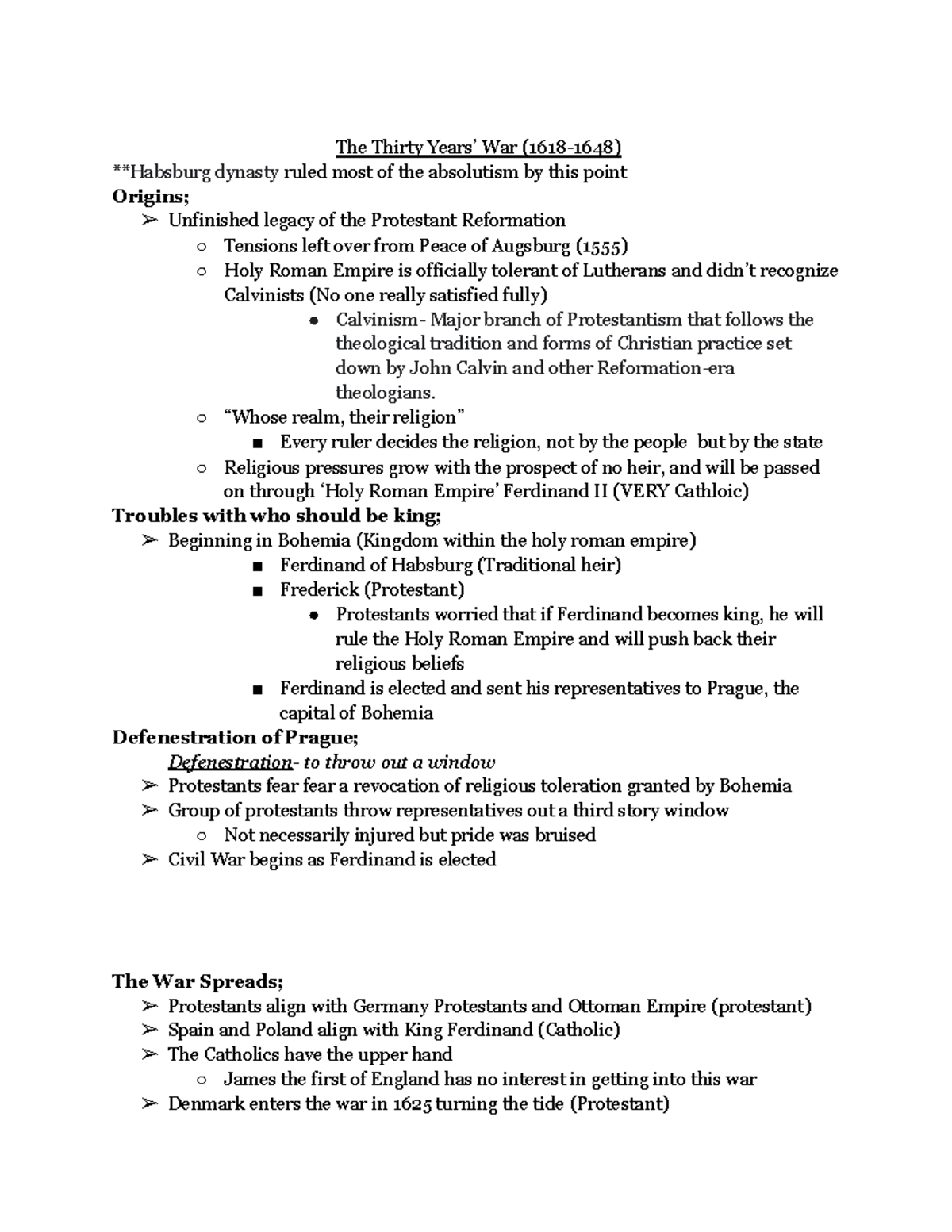 The Thirty Years' War - “Whose realm, their religion” Every ruler ...