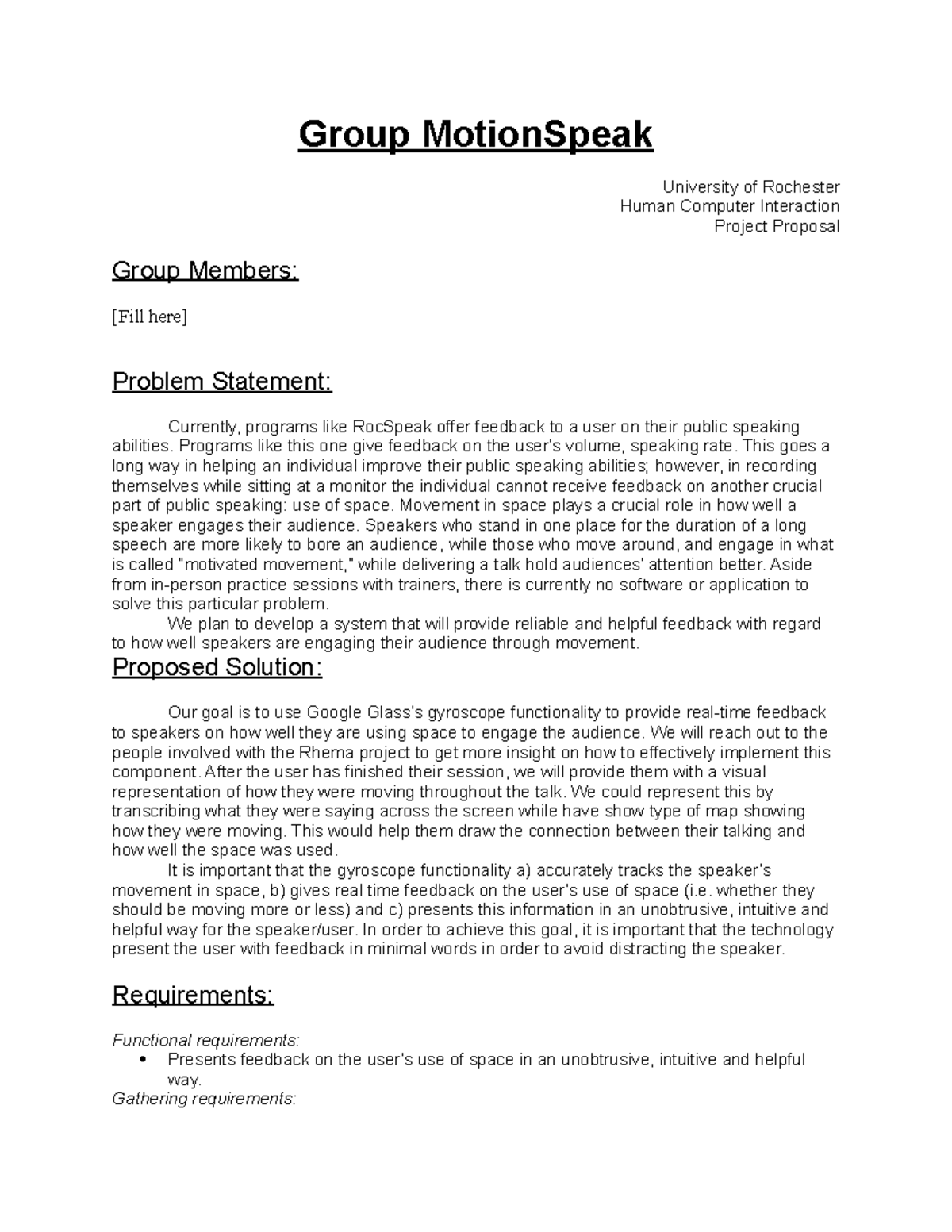 HCI Proposal Example Note 2 - Group MotionSpeak University of Rochester ...