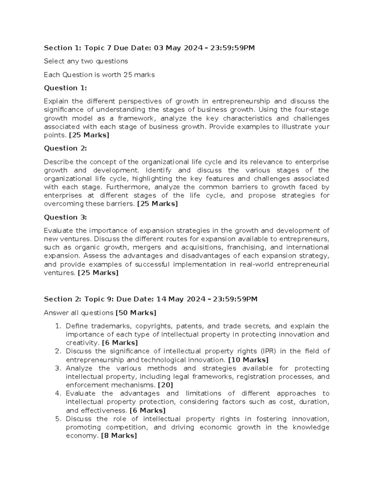 Assignments - assignment - Section 1: Topic 7 Due Date: 03 May 2024 ...