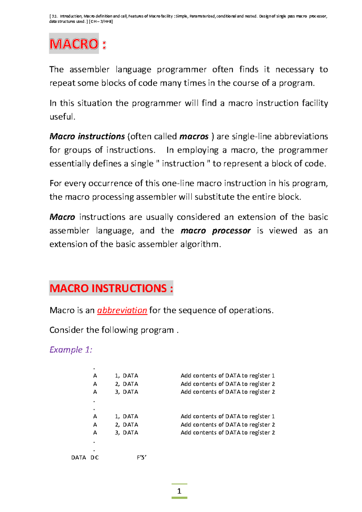 SP Macros 3 FOR Student Notes - data structures used. ] [ CH – 3/Hr-8 ...