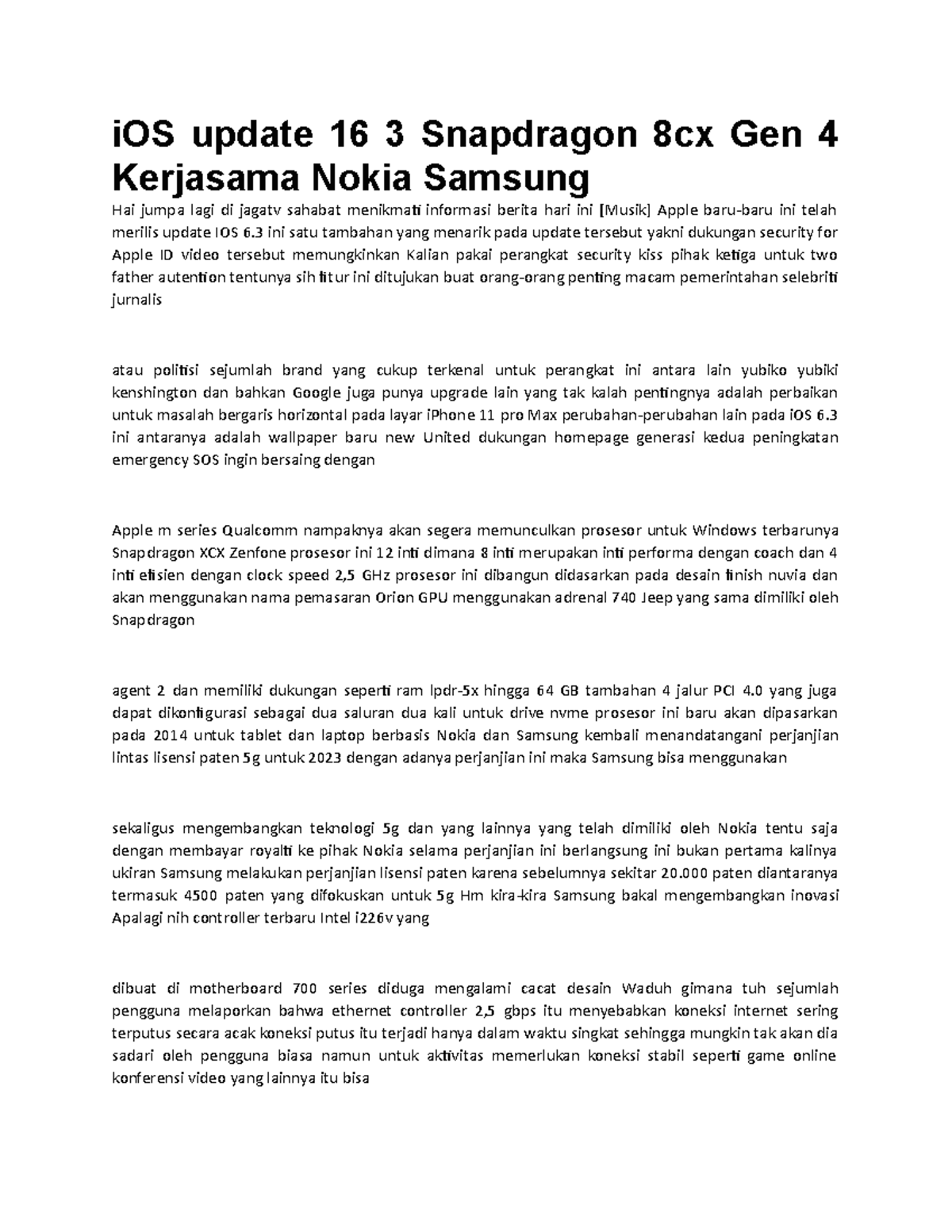 I OS update 16 3 Snapdragon 8cx Gen 4 Kerjasama Nokia Samsung - ini ...