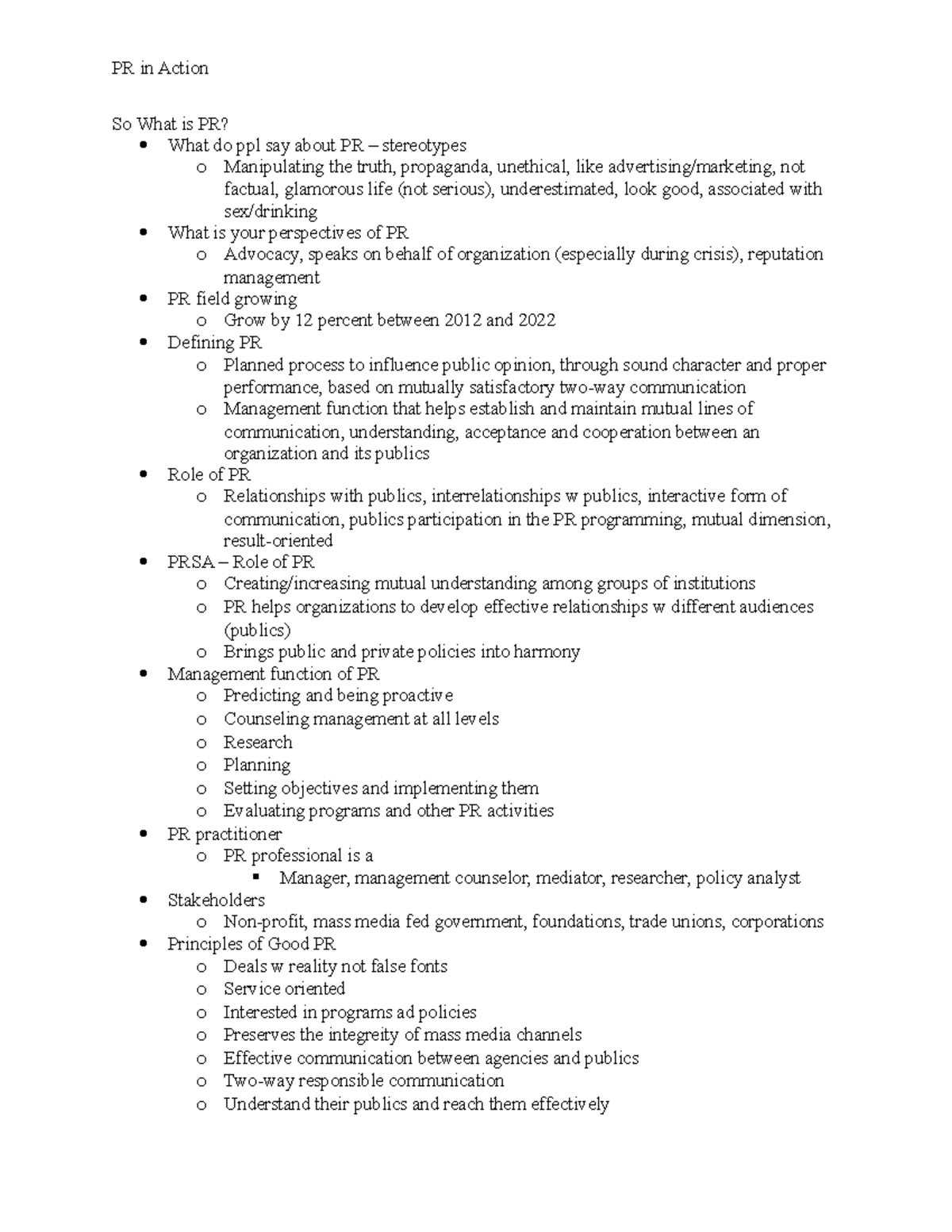 PR in Action - Lecture notes 3 - PR in Action So What is PR? What do ...