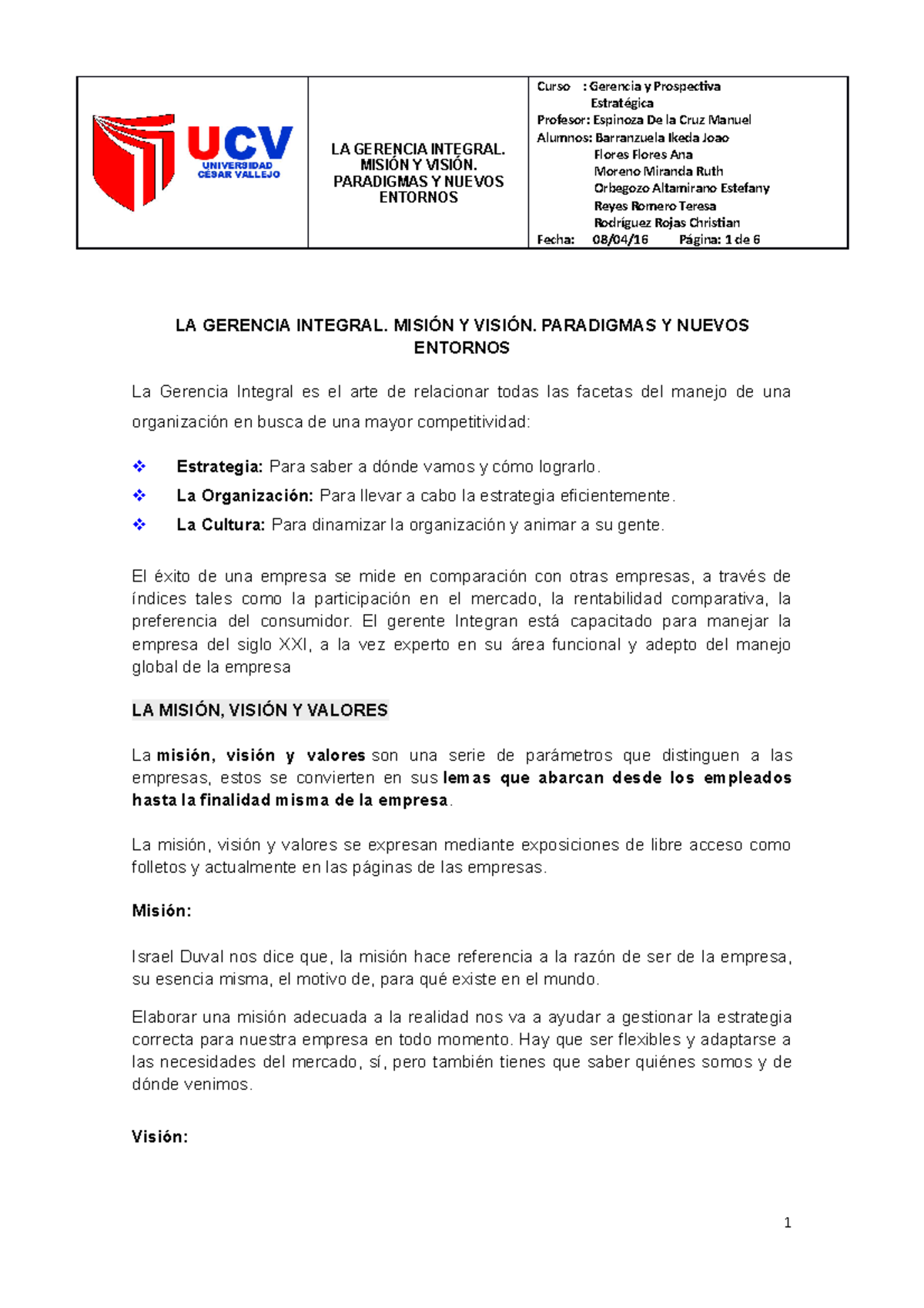 9. Gerencia integral, mision, vision, paradigmas y nuevos entornos - LA ...