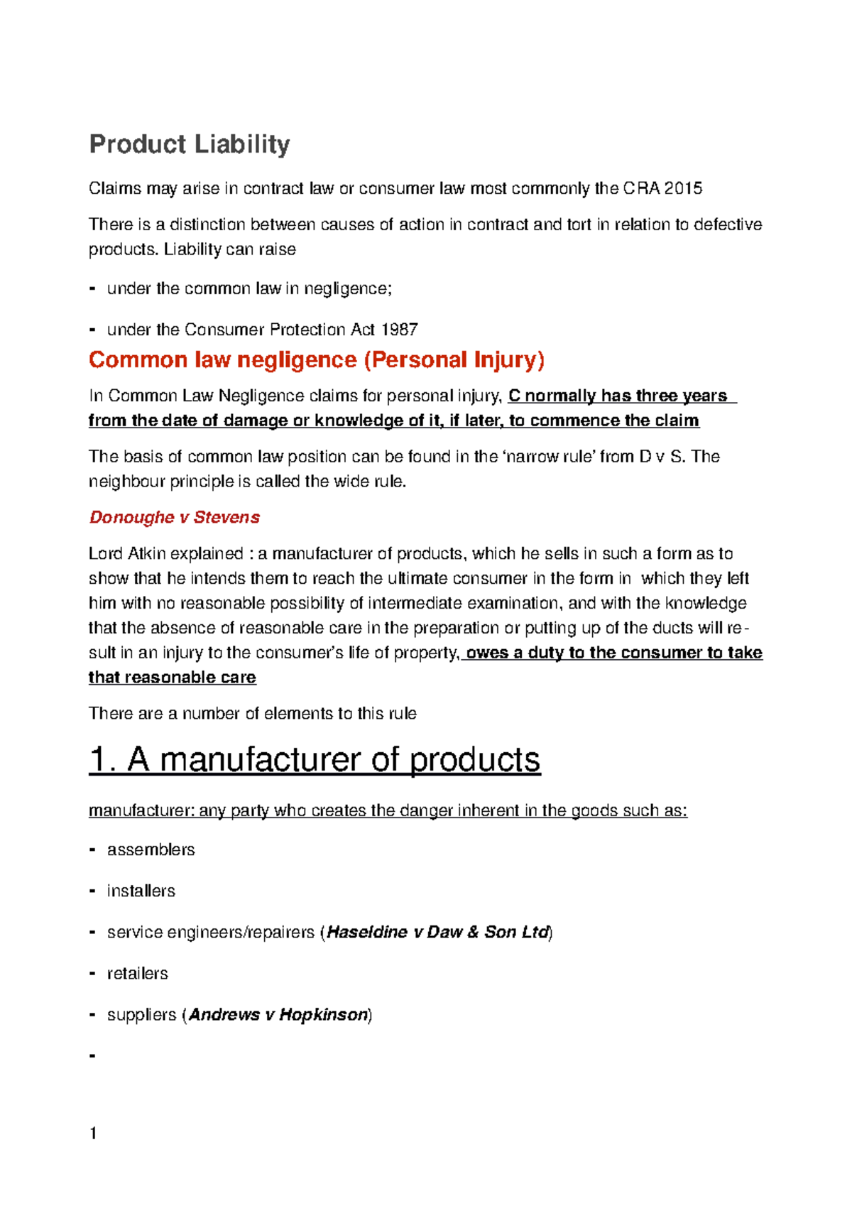 Product Liability - Product Liability Claims may arise in contract law ...