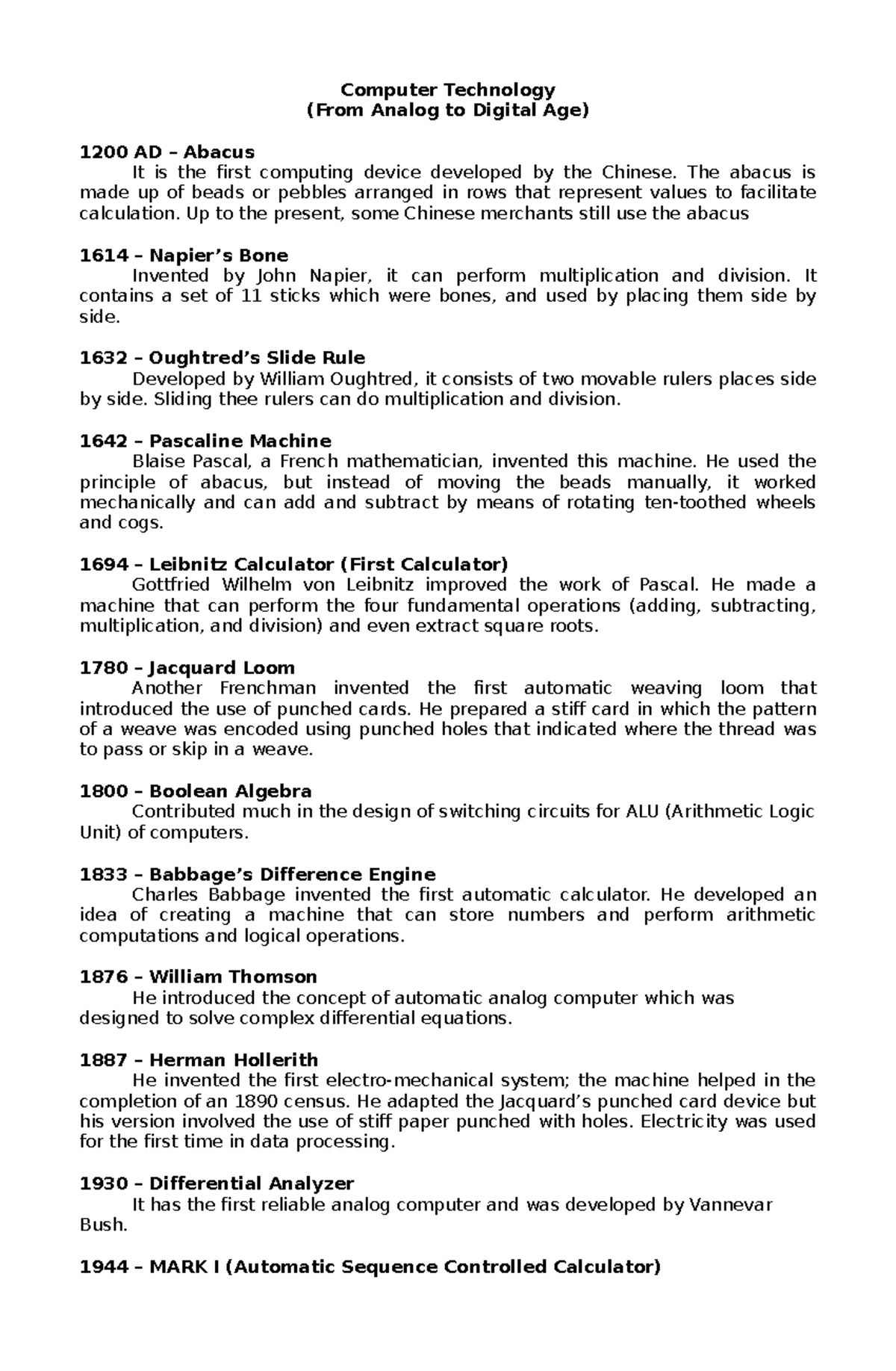 318551836 Assignment 1 History of Computer - Computer Technology (From ...