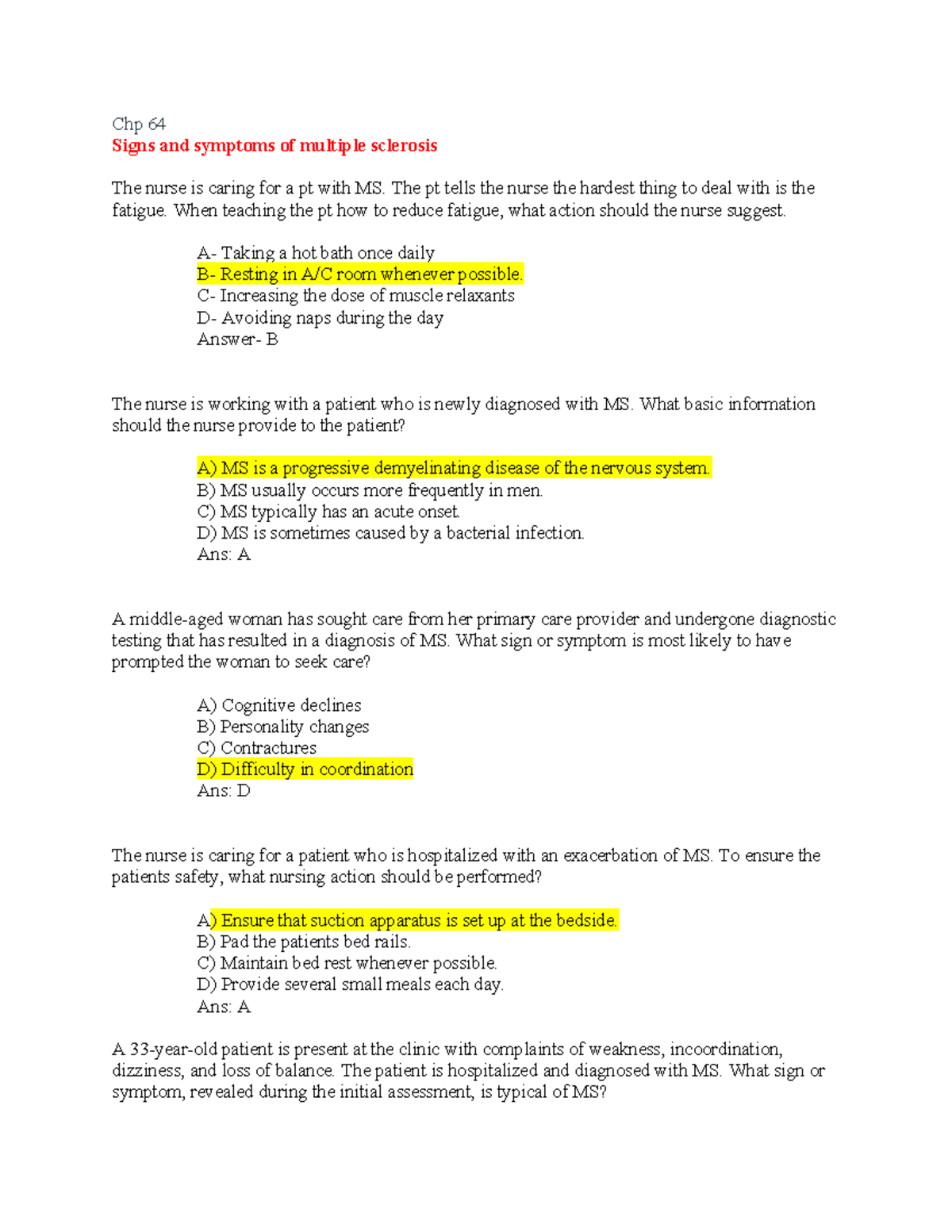 Final-medsurge 2 - notes - Chp 64 Signs and symptoms of multiple ...
