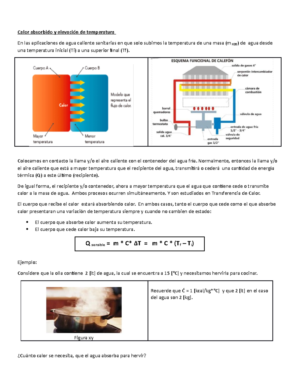 5° Clase Calor Sensible y Latente - Calor absorbido y elevación de ...