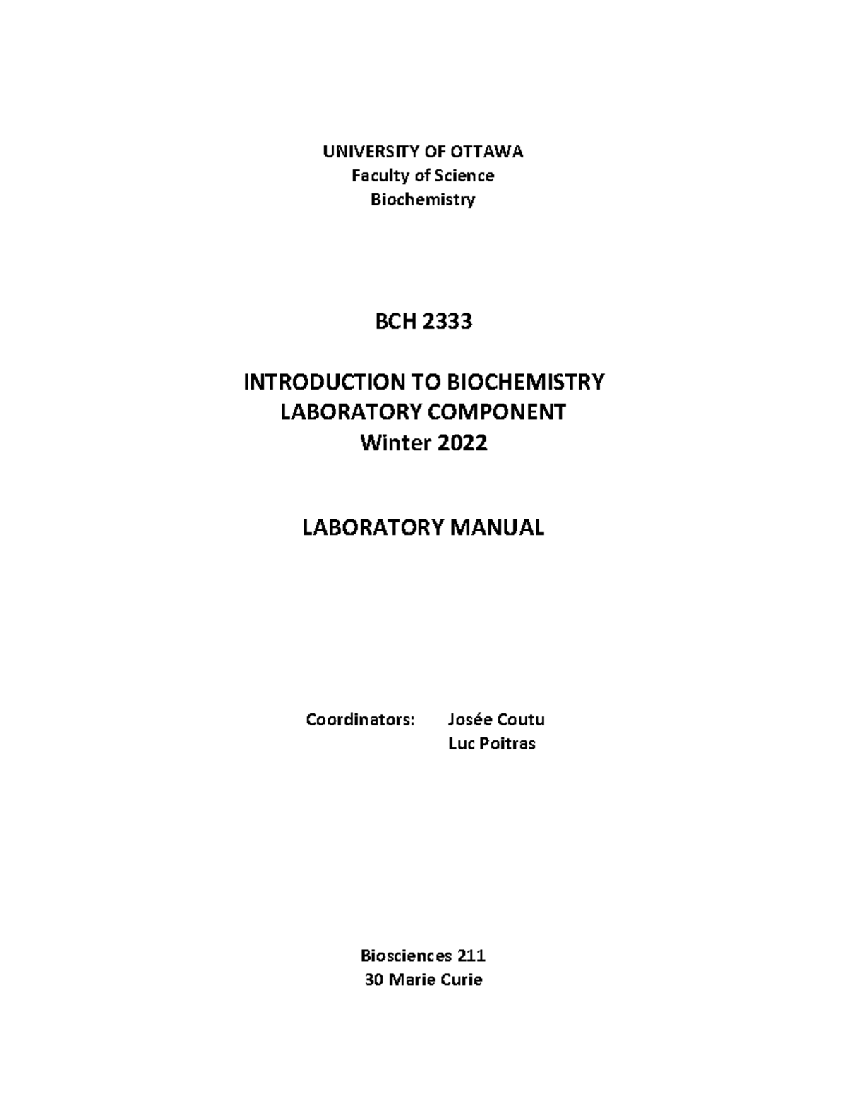 Lab Manual for the year of 2022 - UNIVERSITY OF OTTAWA Faculty of ...