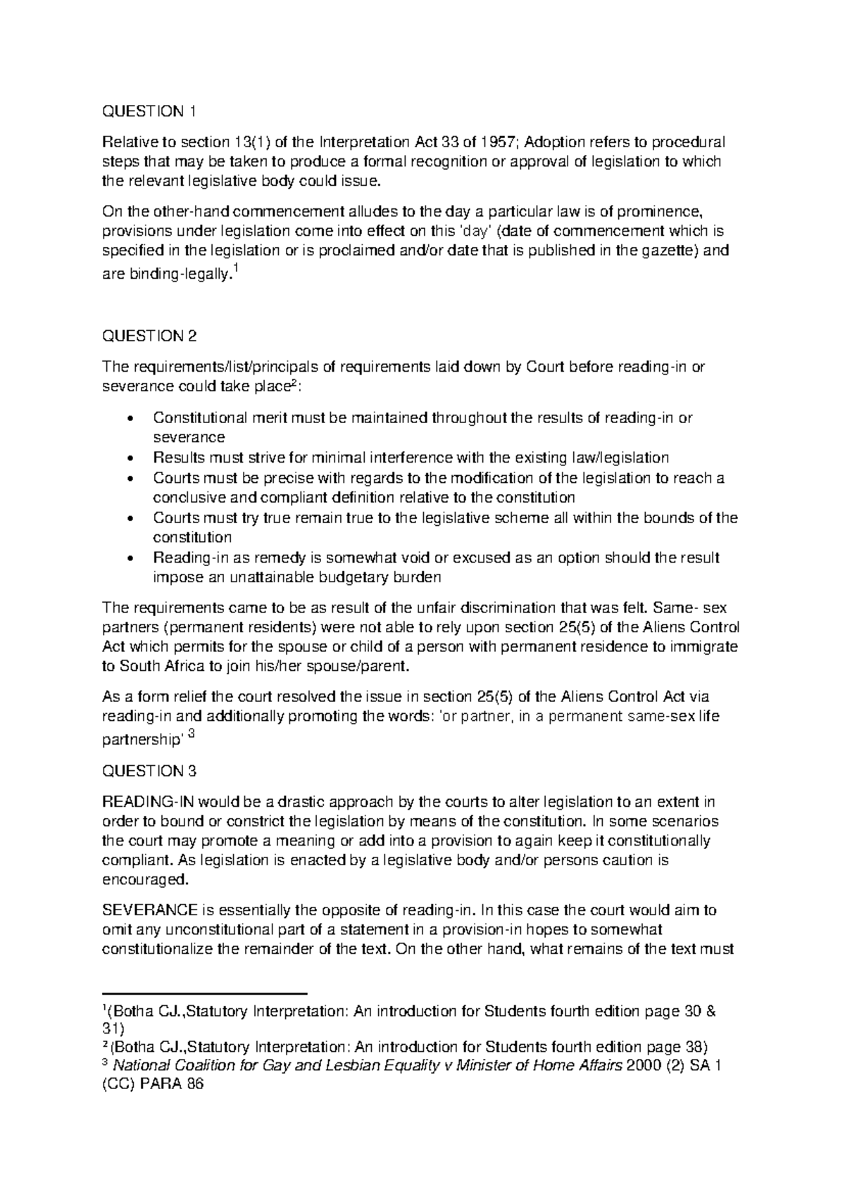 Statutory interpretation - QUESTION 1 Relative to section 13(1) of the ...