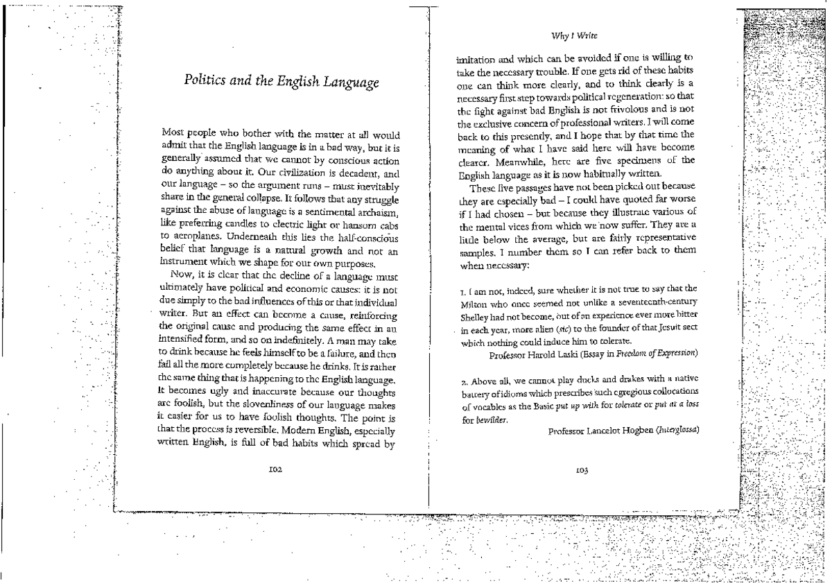 George Orwell- Politics and the English Language - LESV112 - Studocu