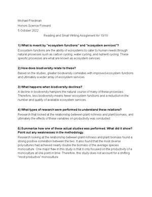 Science Forward IDC 10/31 Assignment - Professor Friedman Science ...