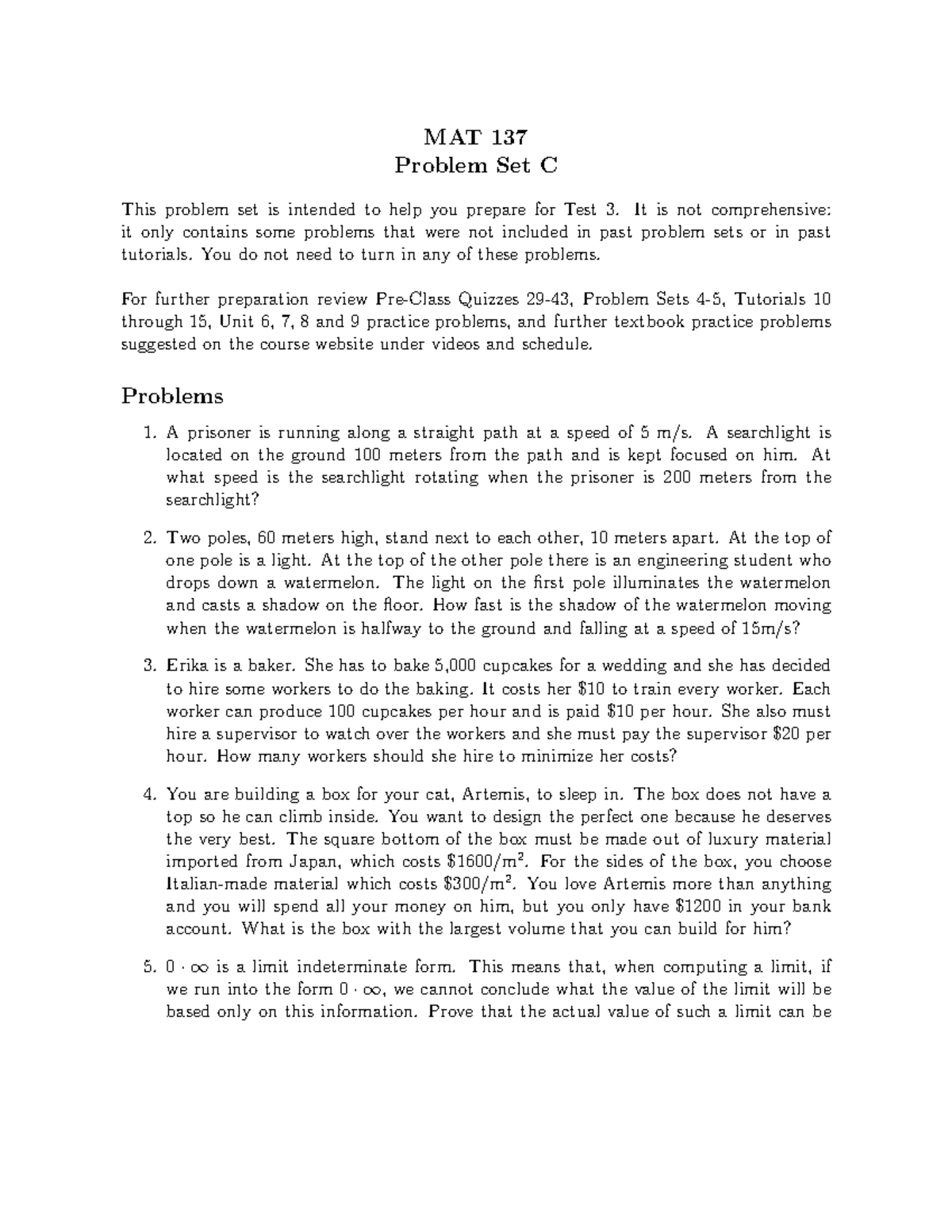 AST Pizza Pizza Piza - MAT 137 Problem Set C This problem set is ...