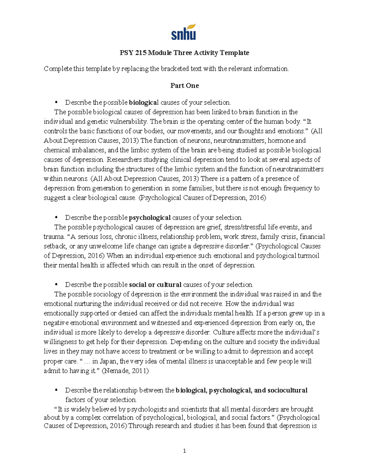PSY 215 Module Three Activity Template - 1 PSY 215 Module Three ...