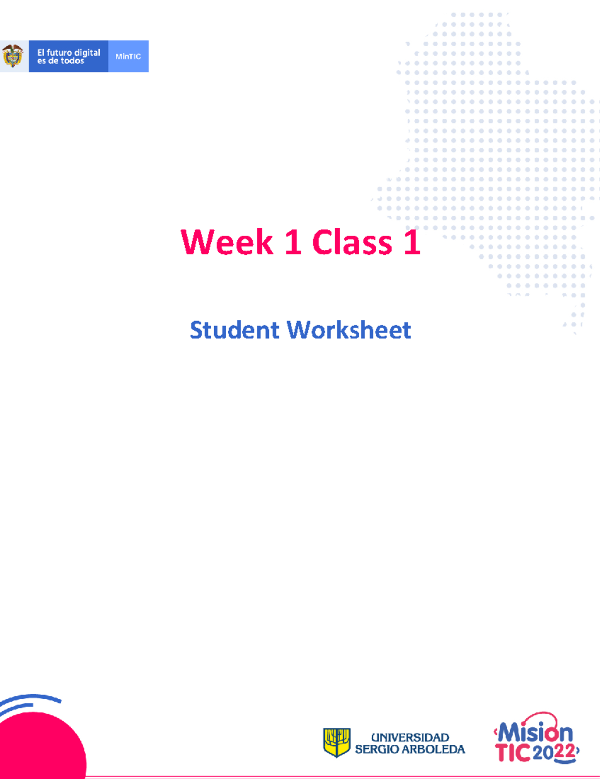 W1 C1 Student Worksheet - Week 1 Class 1 Student Worksheet Part 1 of the Class: Language skills ...
