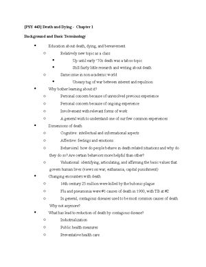 [PSY 443] Death and Dying - Chapter 8 - [PSY 443] Death and Dying ...