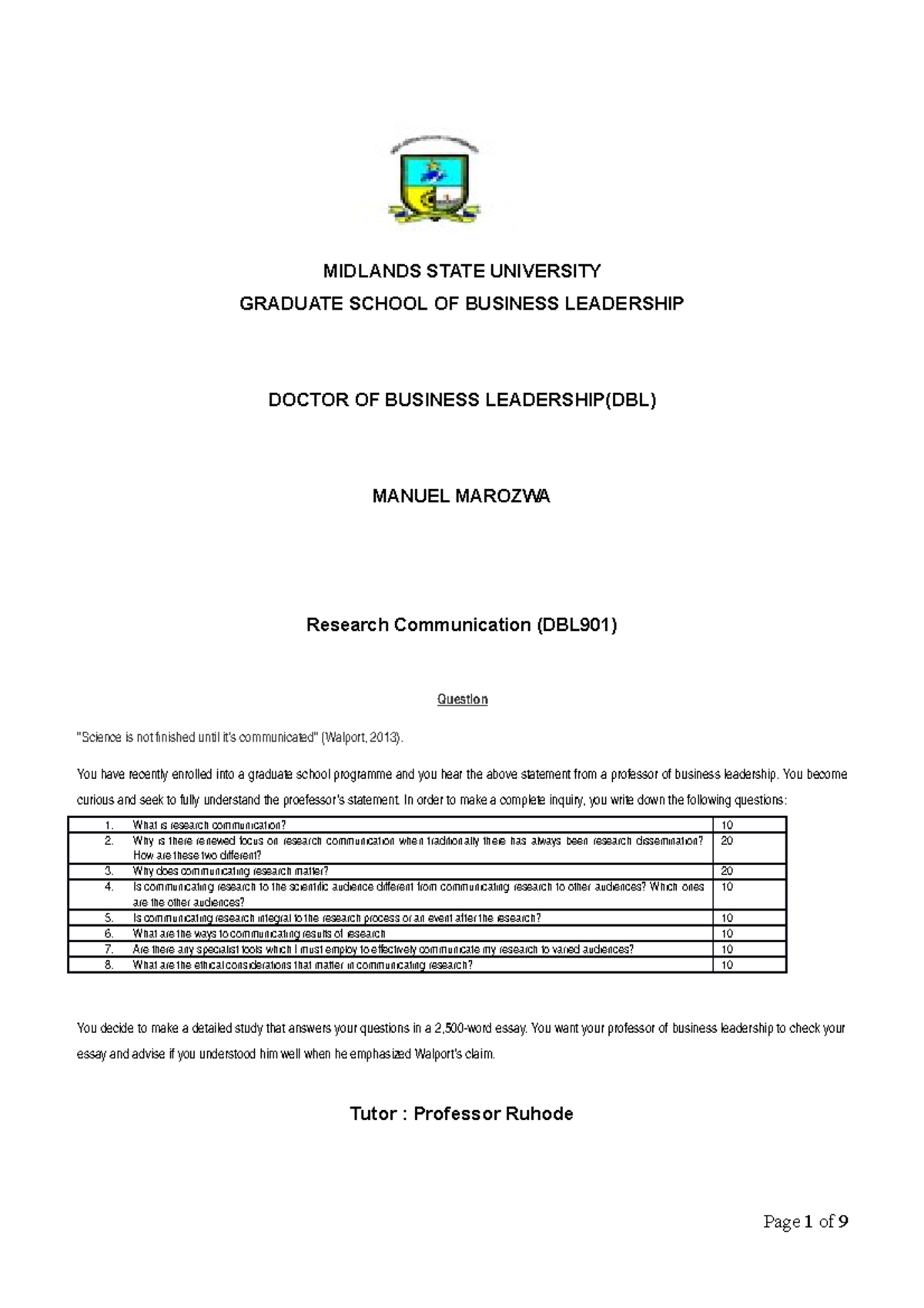 Assgnmenet 2 write up (Repaired) - MIDLANDS STATE UNIVERSITY GRADUATE ...