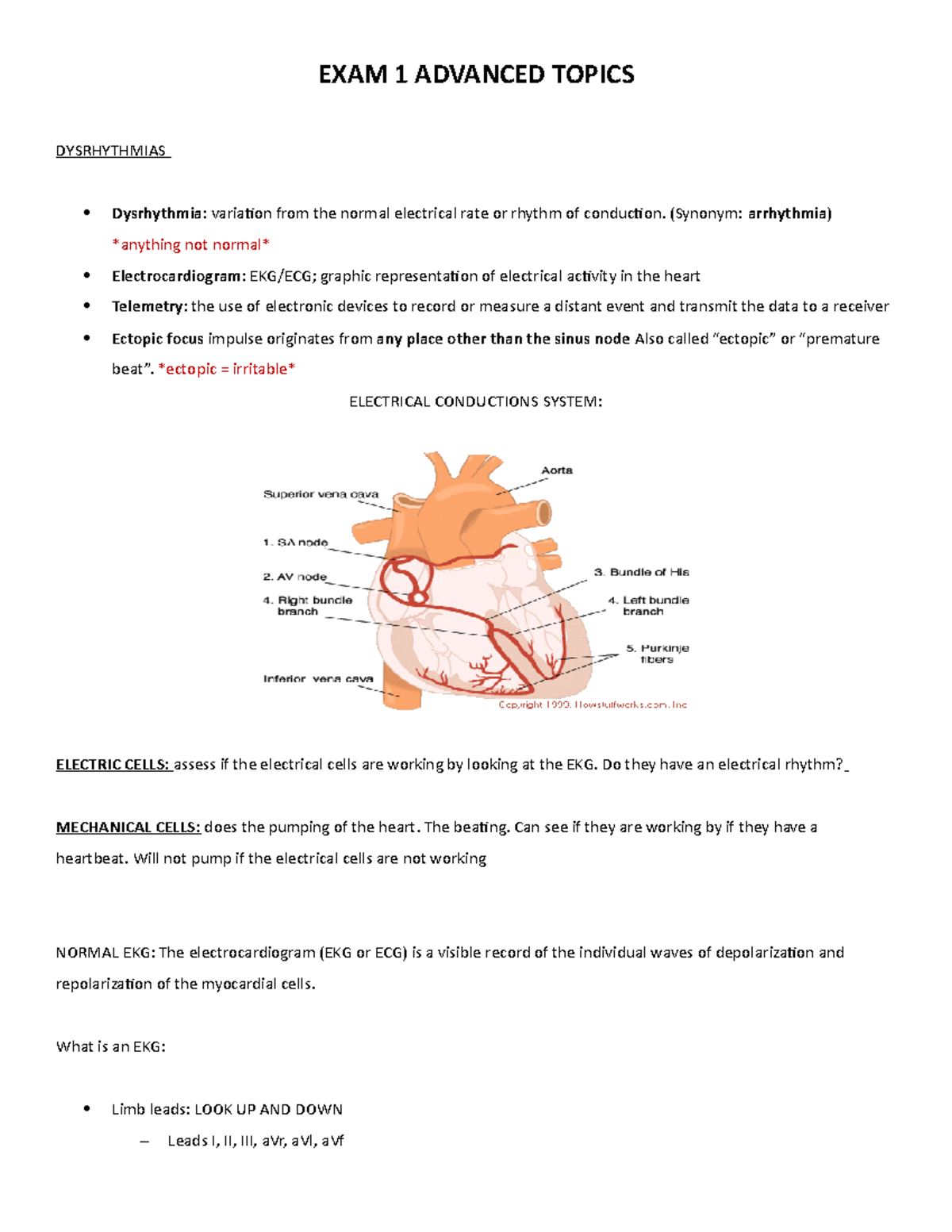 Adult health 3 cardiac - EXAM 1 ADVANCED TOPICS DYSRHYTHMIAS ...