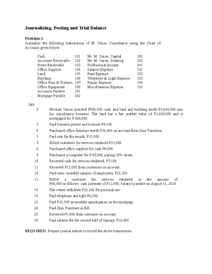 Sample Problem Part 1 Journal Entry - Sample Problem Jose Masipag, a ...