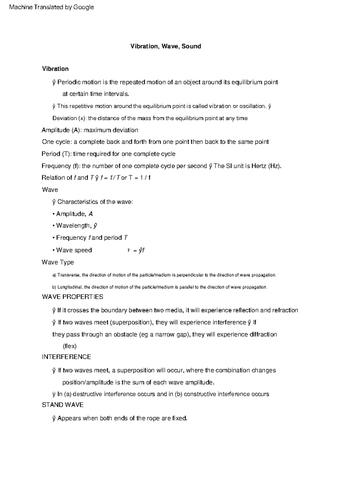 Vibration, Wave, Sound - Wave One cycle: a complete back and forth from ...
