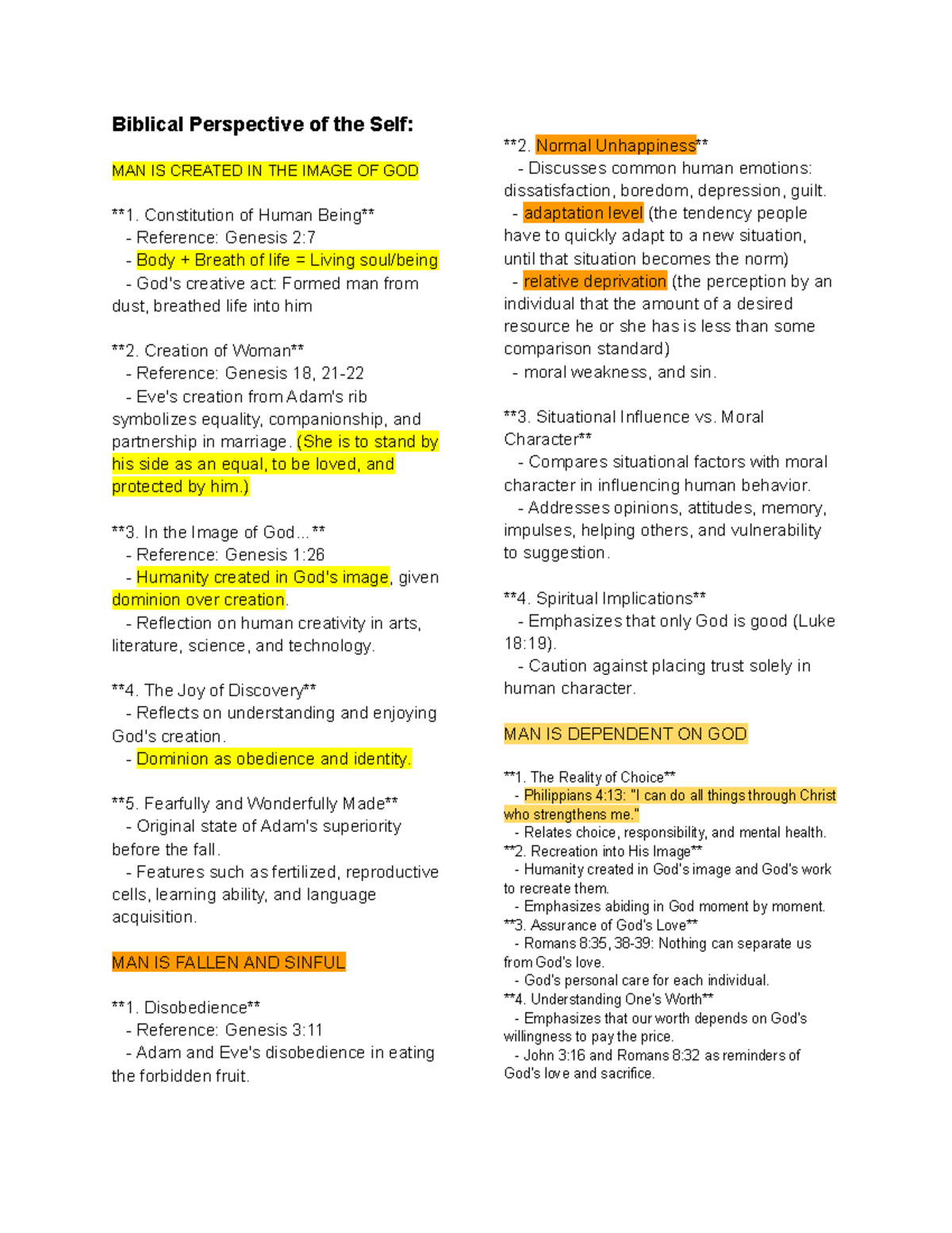 UTS - Understanding the Self - Biblical Perspective of the Self: MAN IS ...