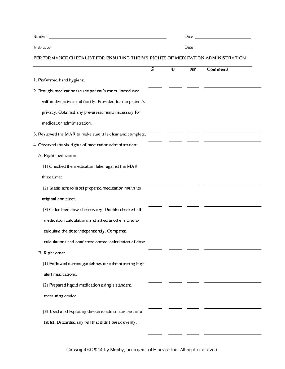 The Six Rightsof Medication Administration-checklist - Copyright © 2014 ...