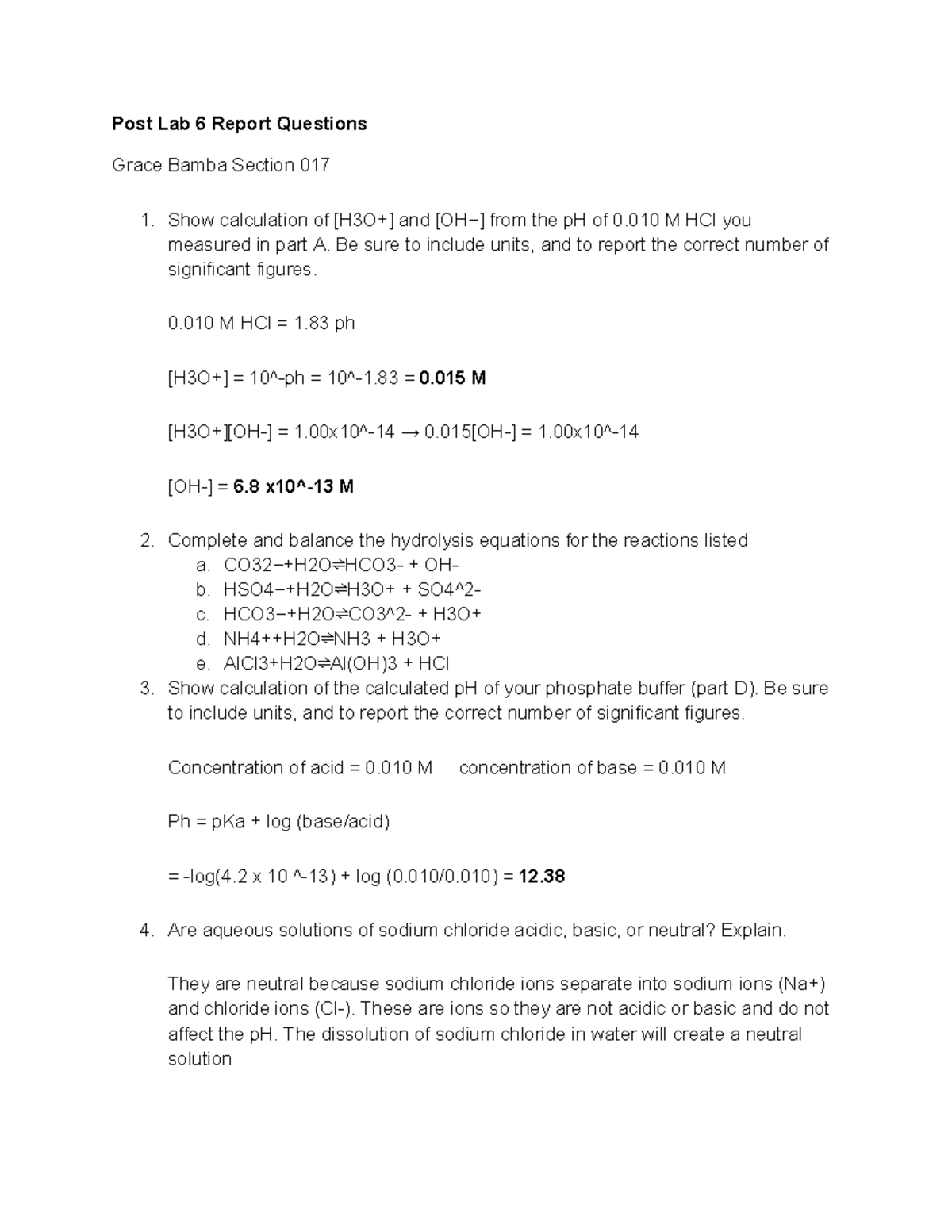 Post Lab 6 Report Questions - Post Lab 6 Report Questions Grace Bamba Section 017 Show ...