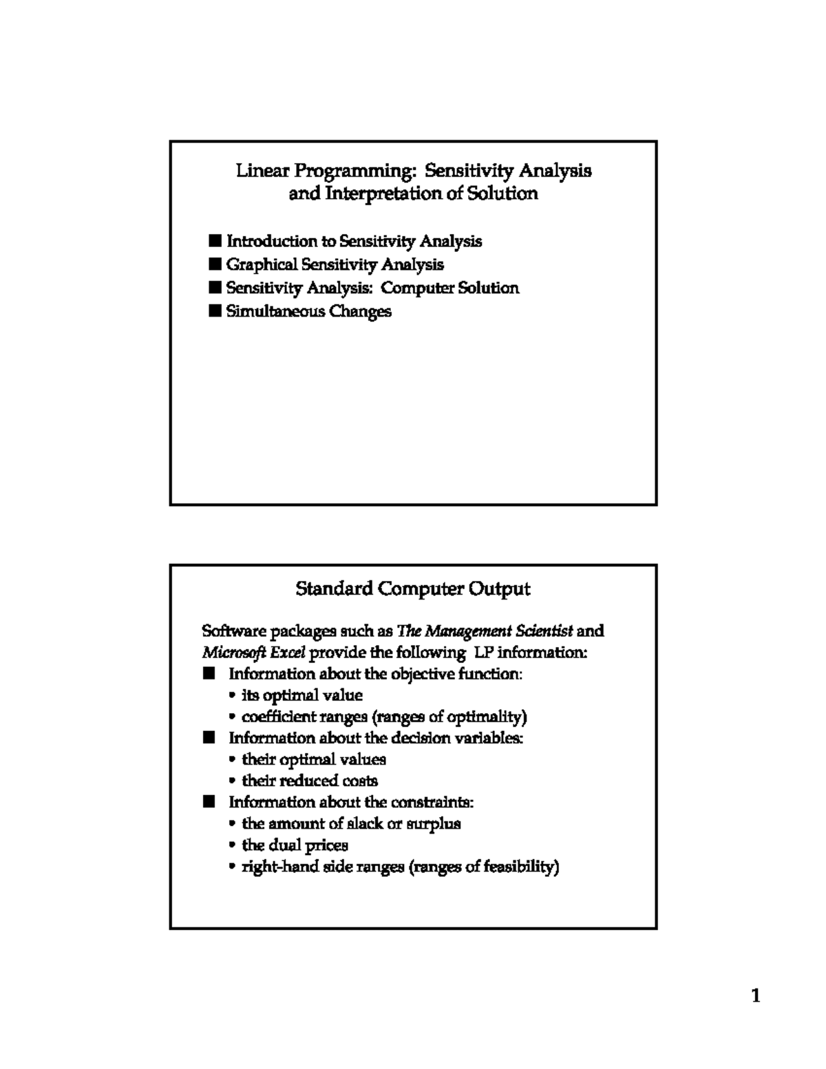 Sensitivity Analysis Notes - Linear Programming: Sensitivity Analysis ...