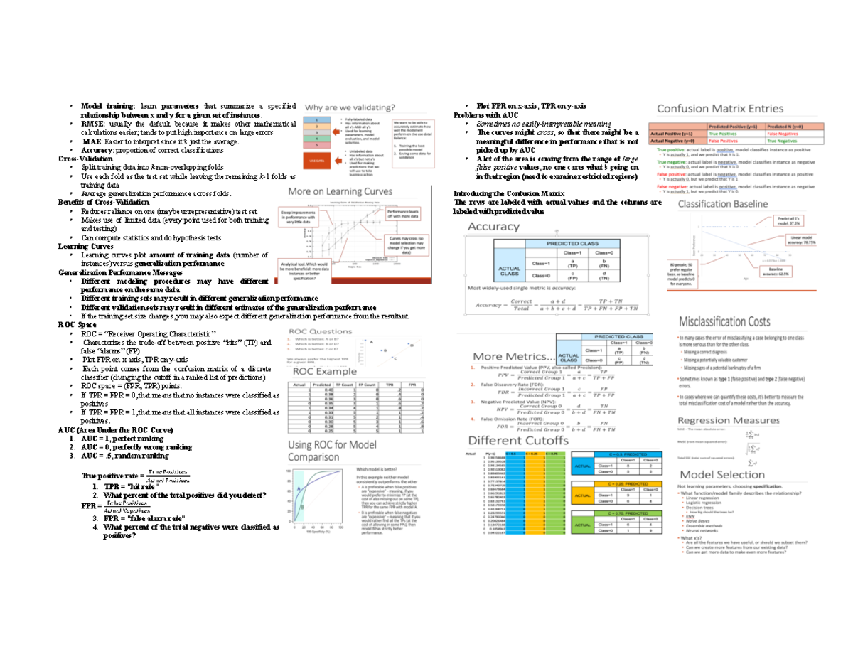 Cheat sheet - sdd - Model training: learn parameters that summarize a specified relationship ...
