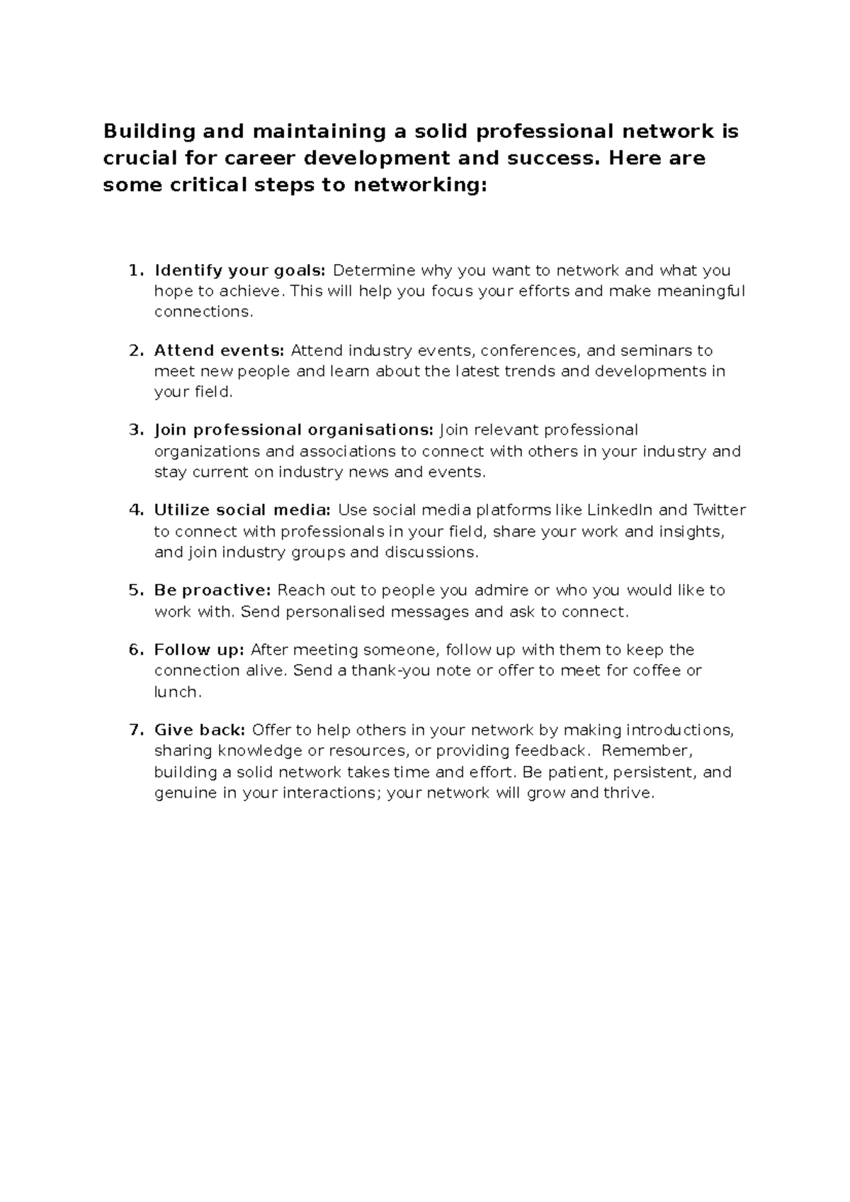 Building and maintaining a solid professional network - Here are some ...