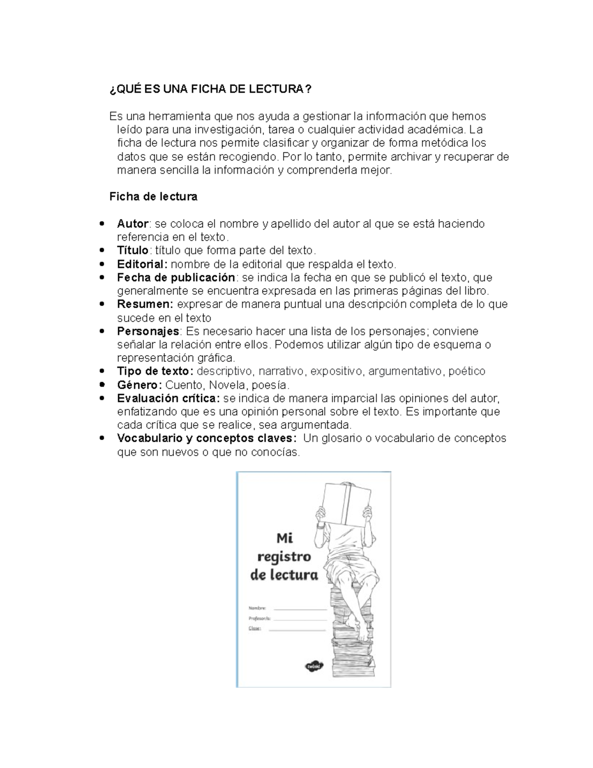 Qué es una ficha de lectura - ¿QUÉ ES UNA FICHA DE LECTURA? Es una ...