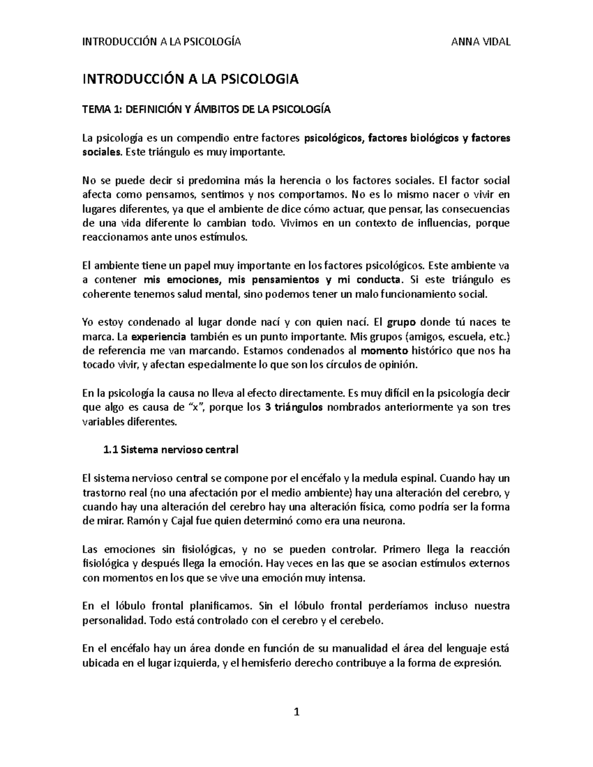 Introducción A LA Psicologia - INTRODUCCIÓN A LA PSICOLOGIA TEMA 1 ...