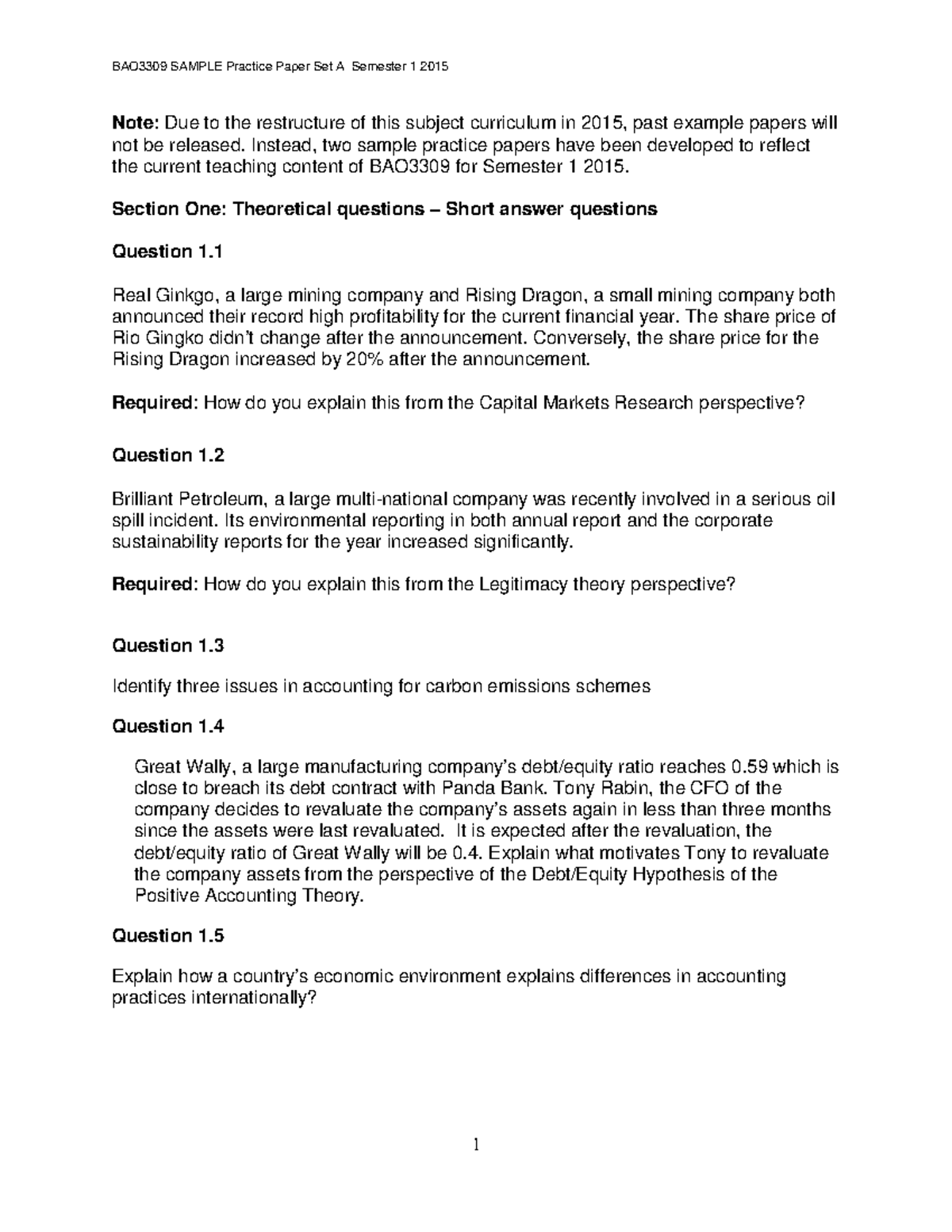 Sample/practice exam 2015, questions - BAO3309 SAMPLE Practice Paper ...