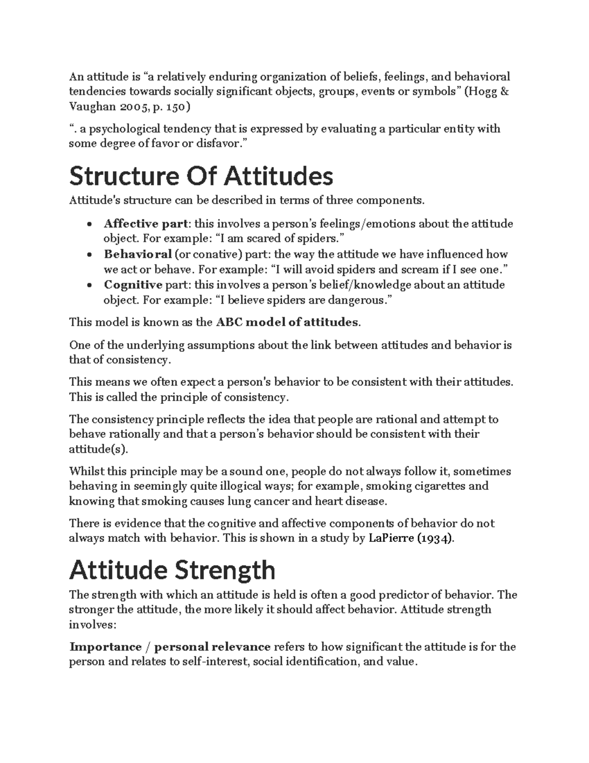 Attitudes And Behavior In Psychology Notes - An attitude is “a ...
