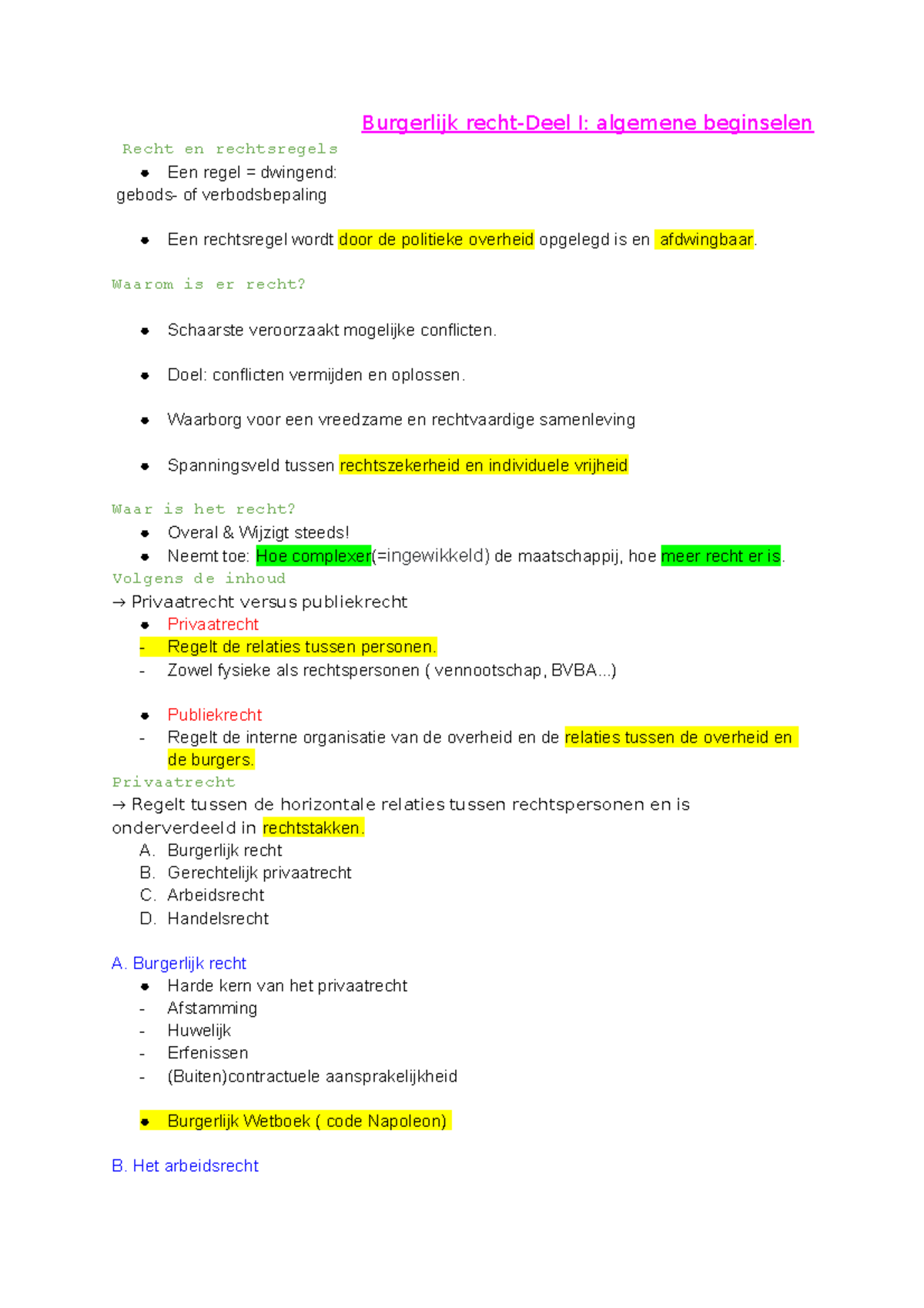 Inleidng tot het recht - Burgerlijk recht-Deel I: algemene beginselen ...