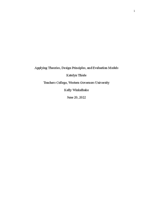 OIM2 Task 2 - OIM2 Task 2: Applying Theories, Design Principles and ...