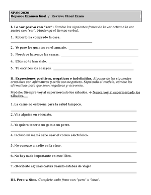 Lección 6 repaso con respuestas - SPAN 2020; Lección 6 – Repaso ...