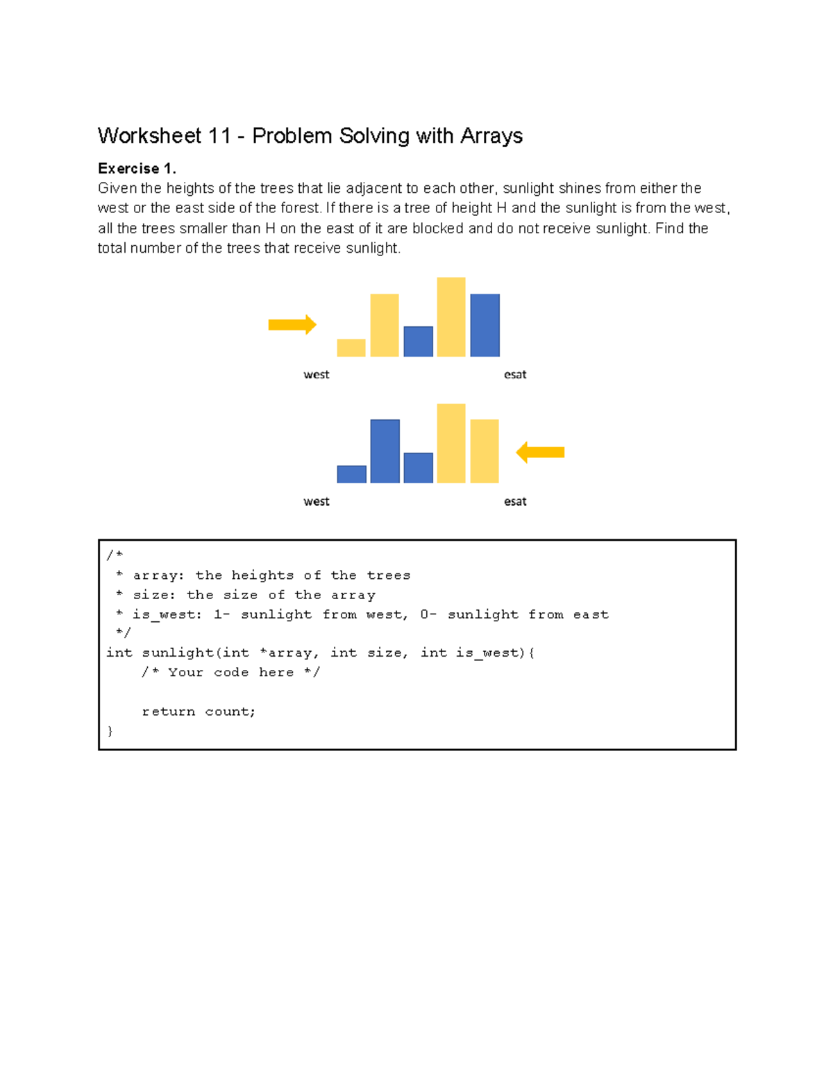 Worksheet lec11 - Practice - Worksheet 11 - Problem Solving with Arrays ...