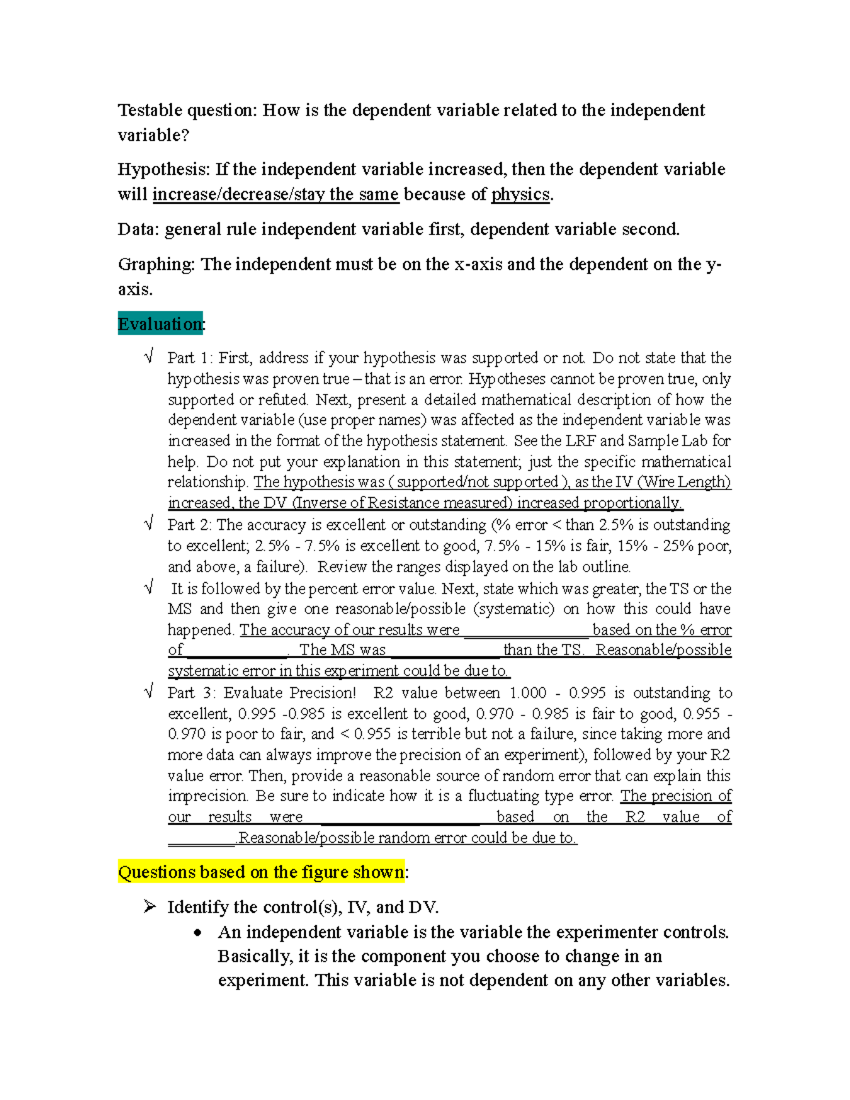 Phylab final - Testable question: How is the dependent variable related ...