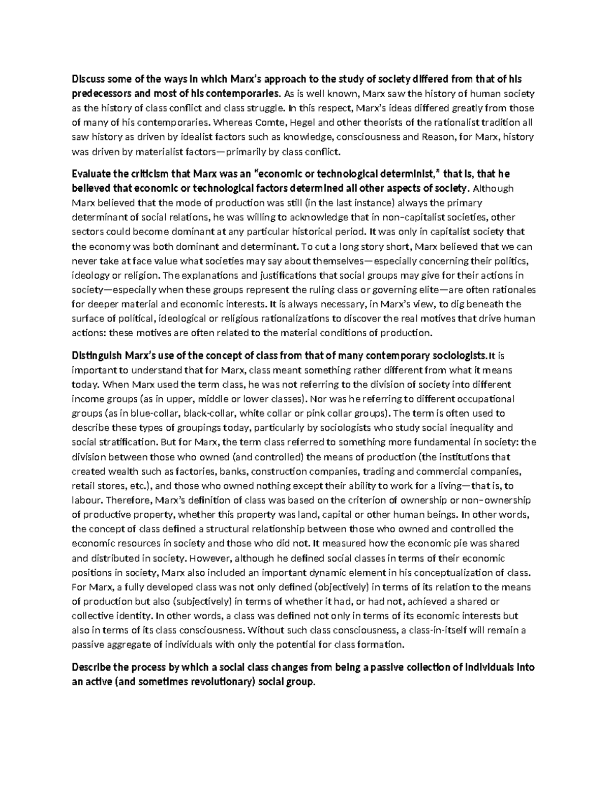 Unit 8 Marx - SOCI 335 Classical Sociological theory Unit 8 Marx ...