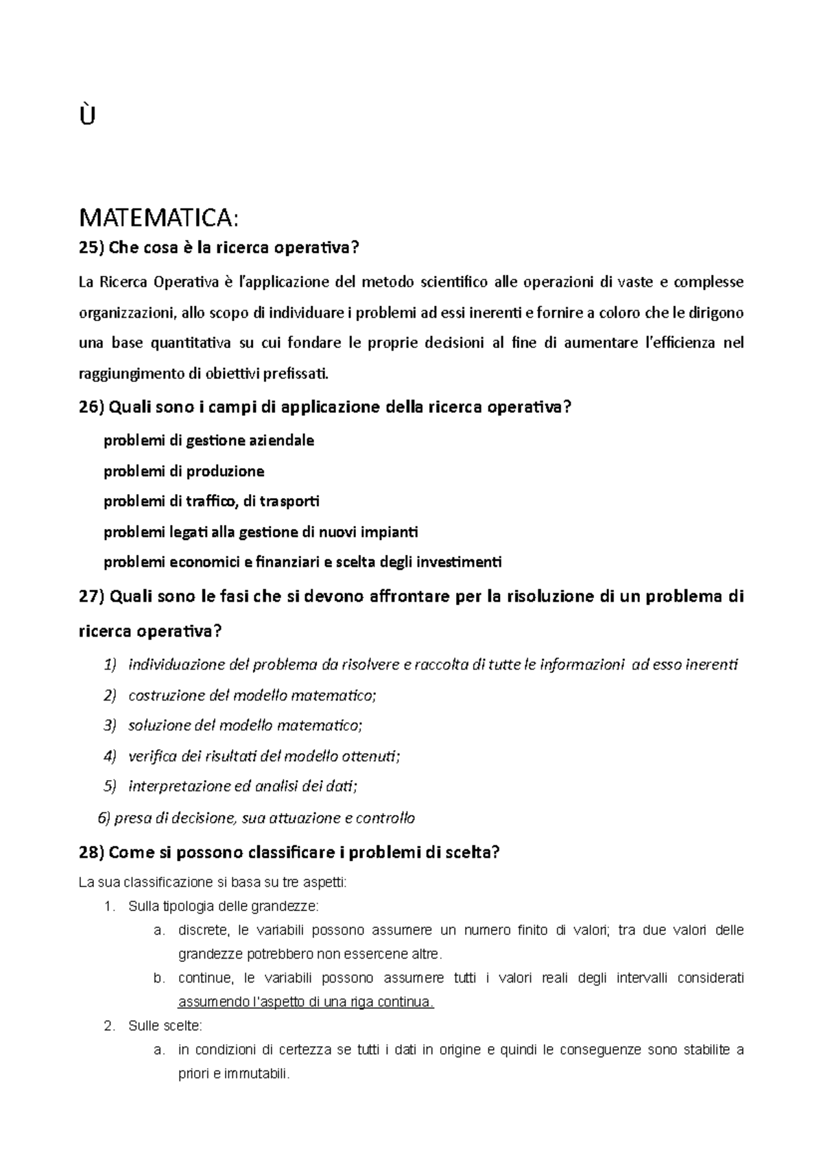 Matematica - Ù MATEMATICA: 25) Che cosa è la ricerca operativa? La ...