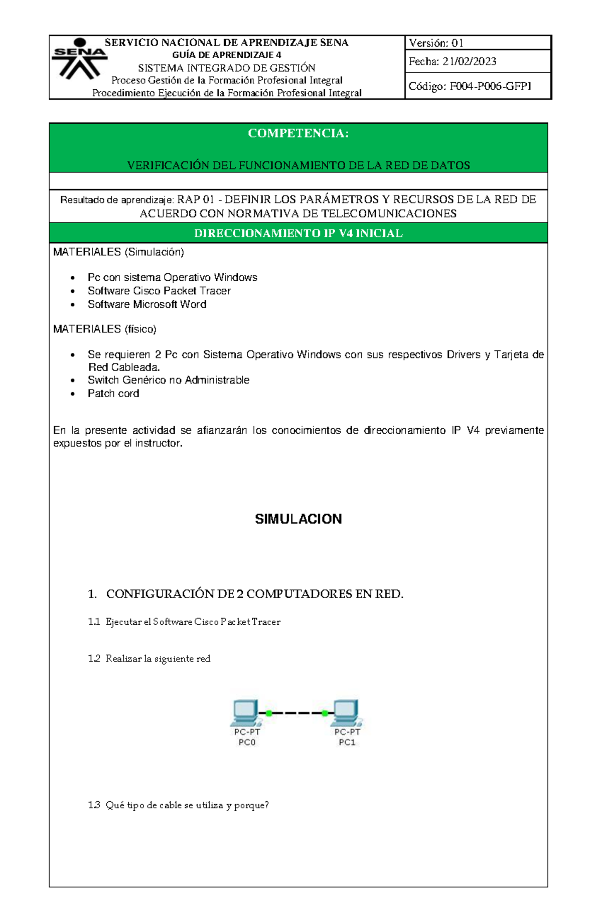 Redes Basico - GUÍA DE APRENDIZAJE 4 SISTEMA INTEGRADO DE GESTIÓN ...