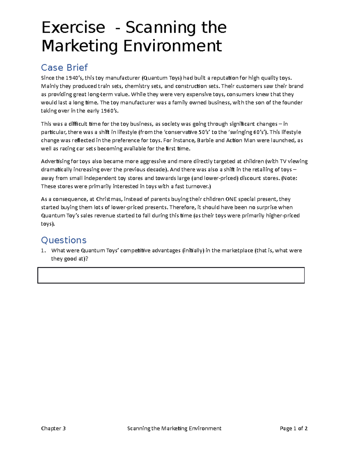 Exercise - Scanning the Marketing Environment - Exercise - Scanning the ...
