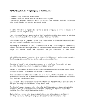 Binadyong A Philippine - Physical Education - Studocu