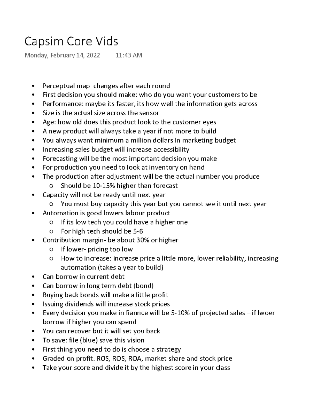 Capsim Core Vids - Perceptual map changes after each round First ...