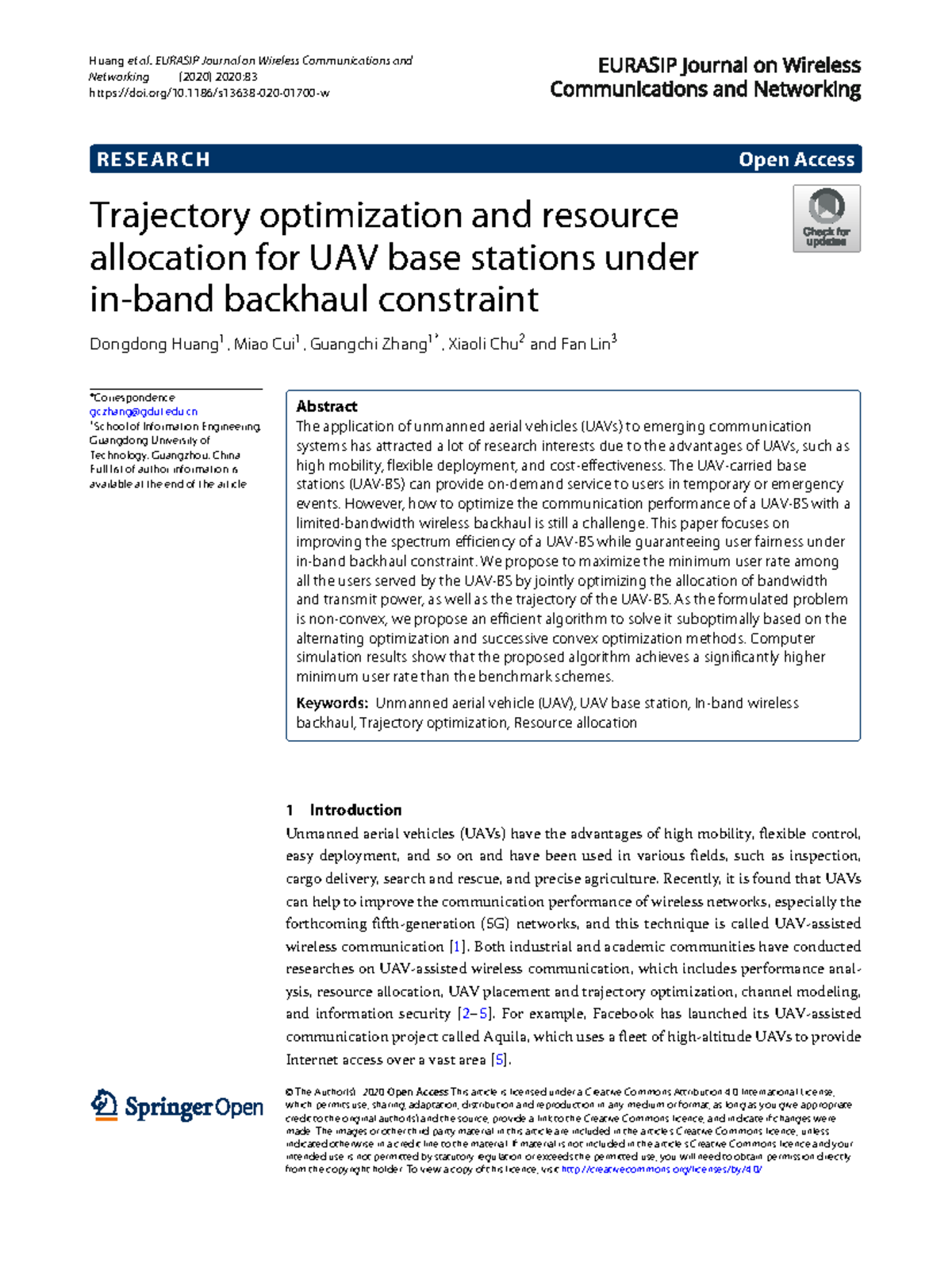 Trajectory Optimization And Resource Allocation Fo Huang Et Al Eurasip Journal On Wireless