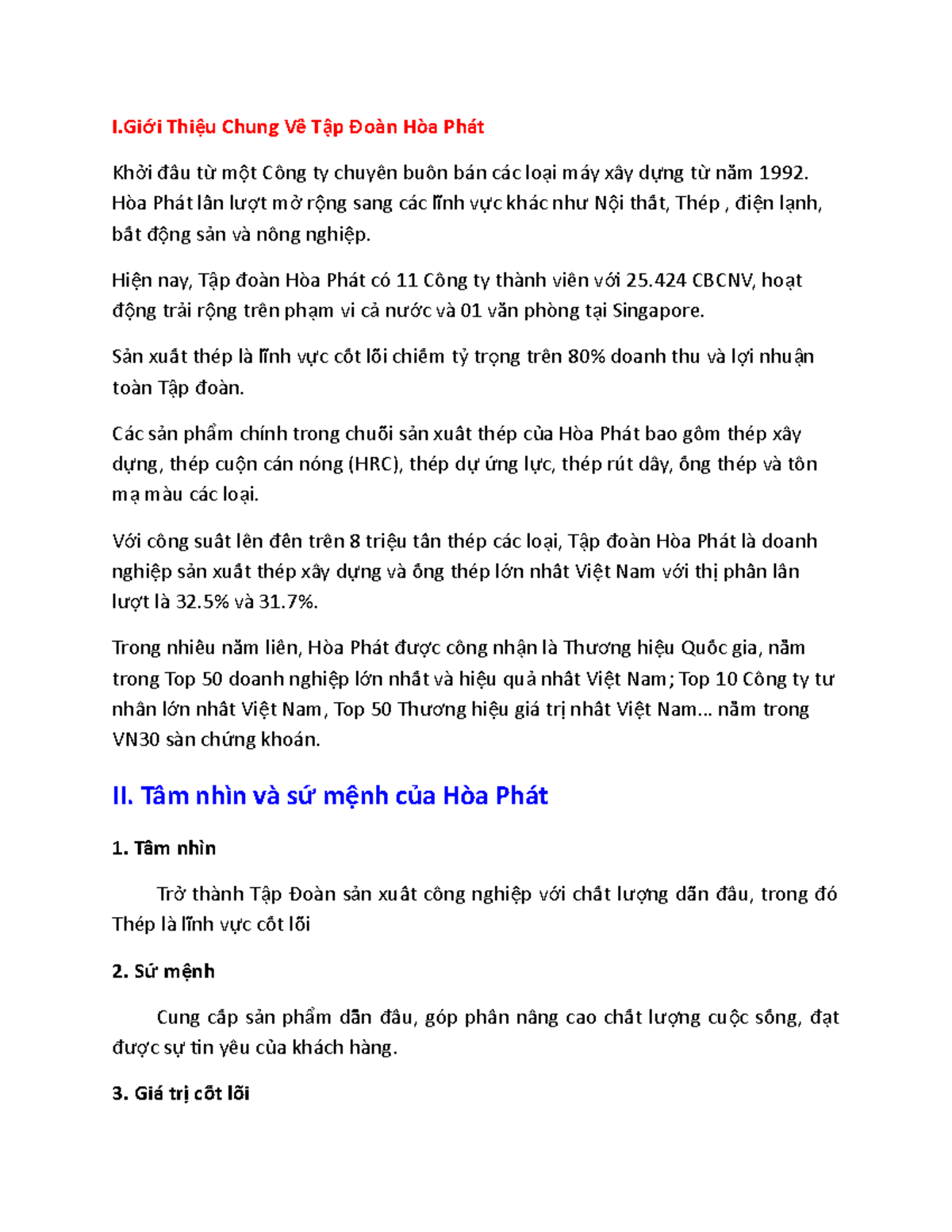 Giới Thiệu Chung Về Tập Đoàn Hòa Phát - I i Thi u Chung Vềề T p Đoàn ...