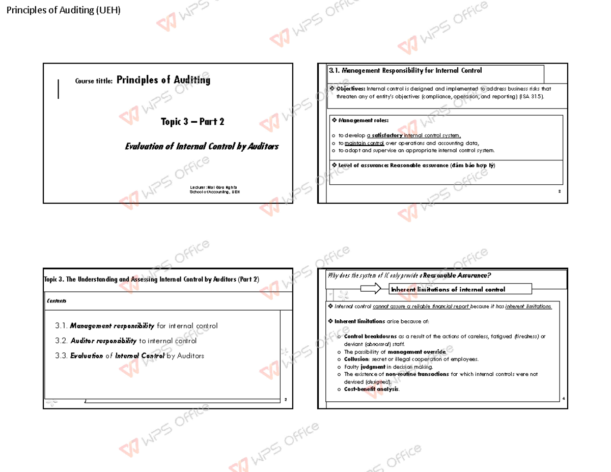 Topic 3 - Internal Control System - Part 2-student Insert Watermark (note) - Lecturer: School of ...